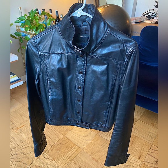 Club Monaco | Jackets & Coats | Club Monaco Black Leather Jacket Medium ...